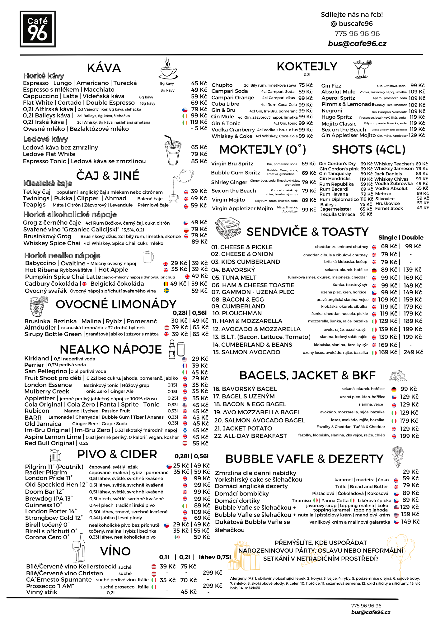 Menu – Cafe96.cz